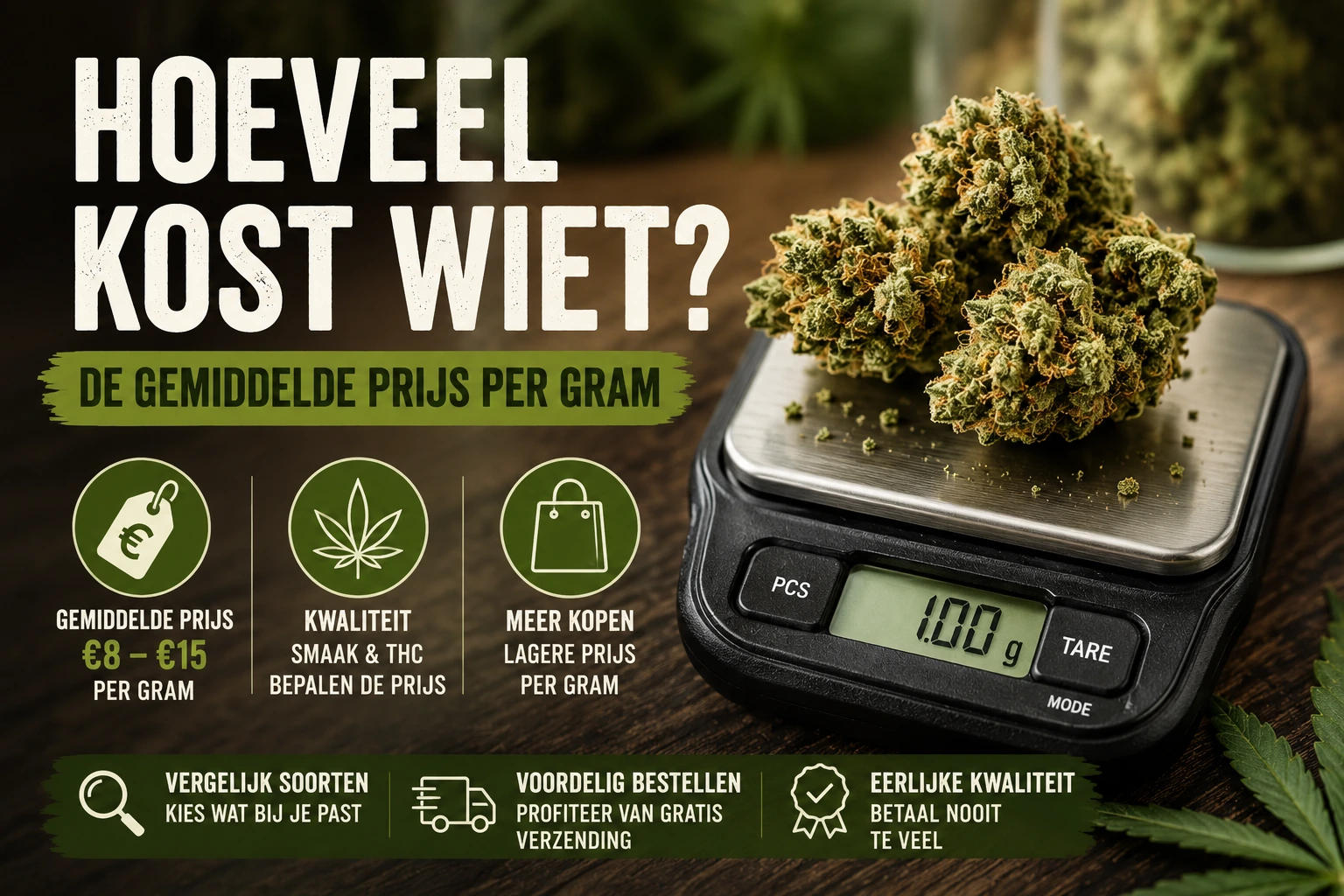 Hoeveel kost wiet? Gemiddelde prijs per gram | Dunt